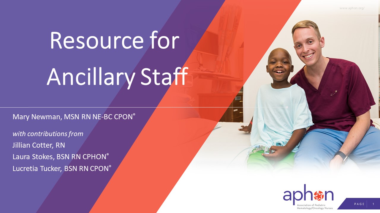 Resource for Ancillary Staff – Association of Pediatric Hematology ...